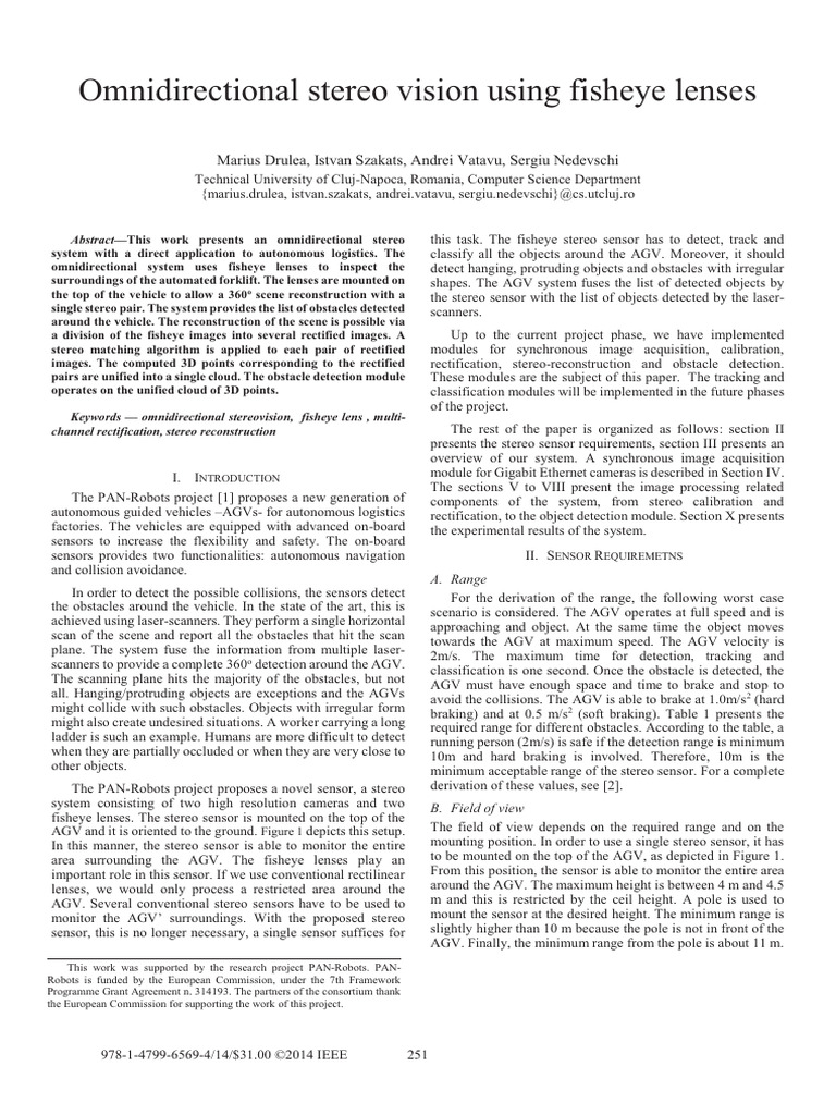 Omnidirectional Stereo Vision with Fisheye Lenses | PDF | Computer ...