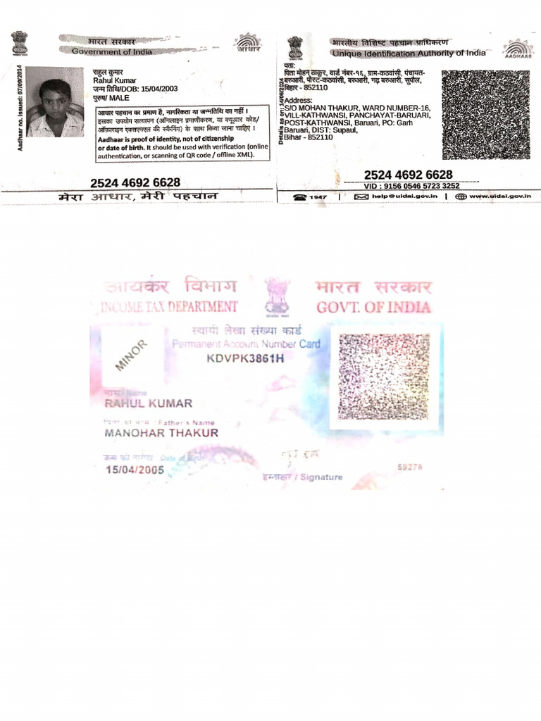 Aadhar and Pan | PDF