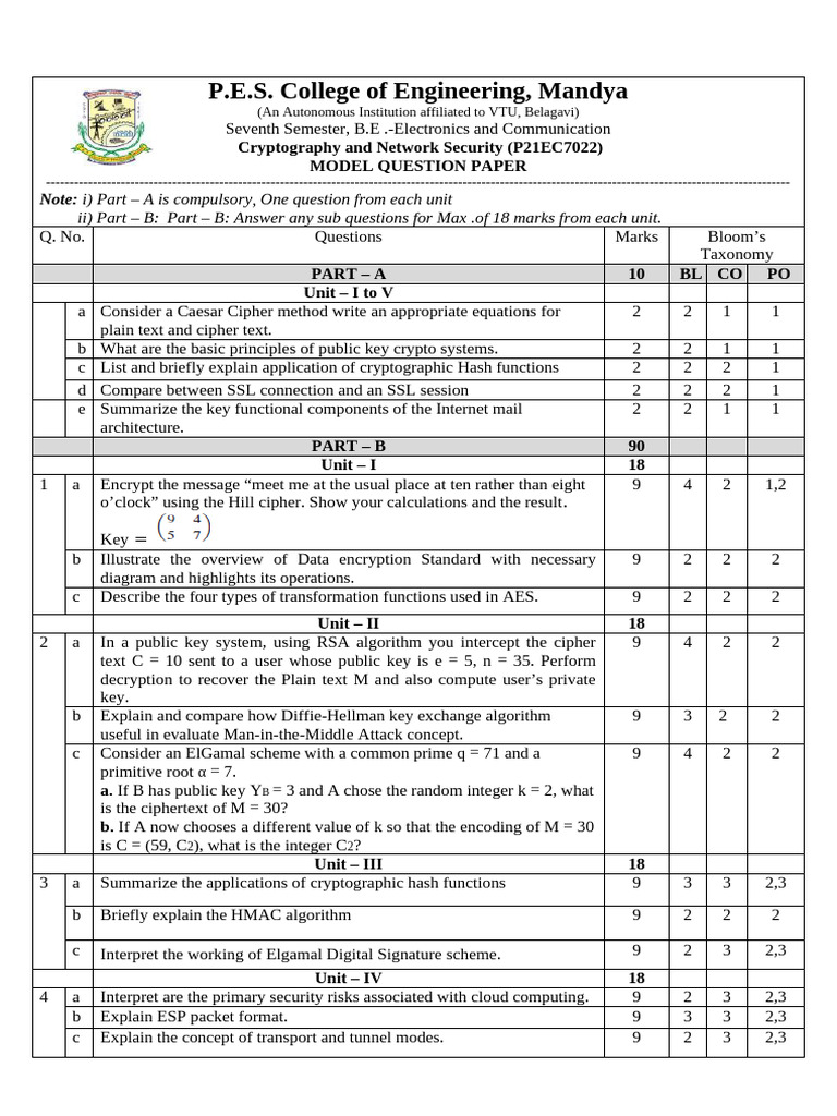 Cryptography Exam for ECE Students | PDF | Cryptography | Encryption