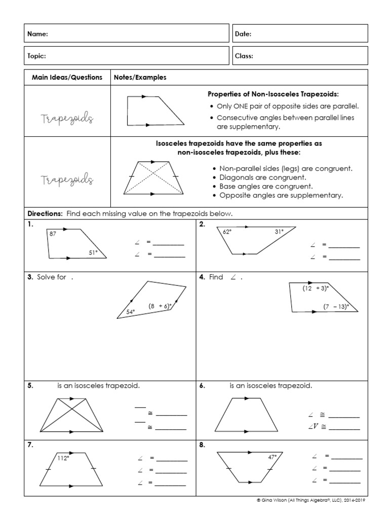 Trapezoid Notes | PDF | Euclidean Geometry | Elementary Geometry