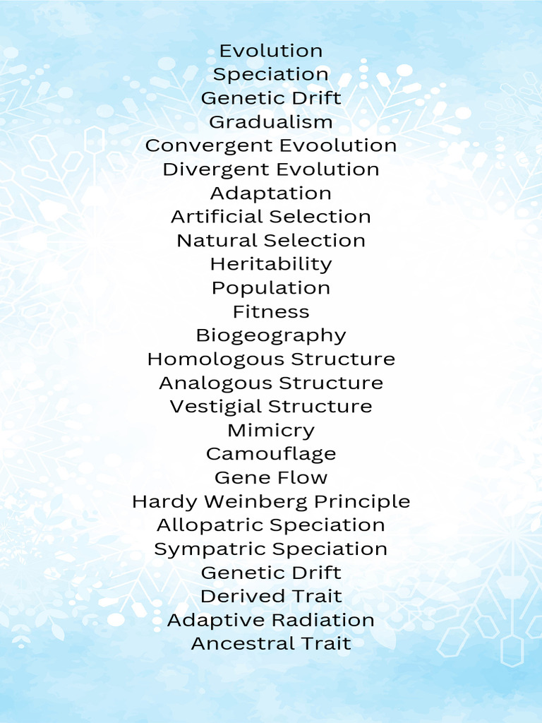 Evolution Speciation Genetic Drift Gradualism Convergent Evoolution ...