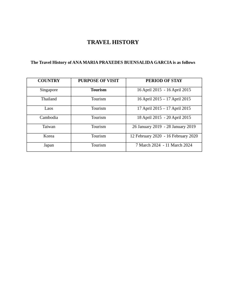 3 - Travel History 2025 | PDF