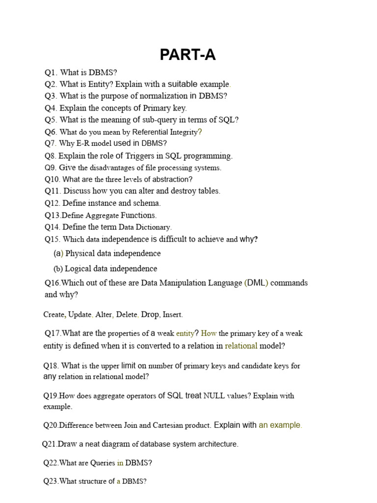 DBMS QUESTIONS (FINAL) | PDF | Relational Model | Databases DBMS QUESTIONS (FINAL) | PDF | Relational Model | Databases