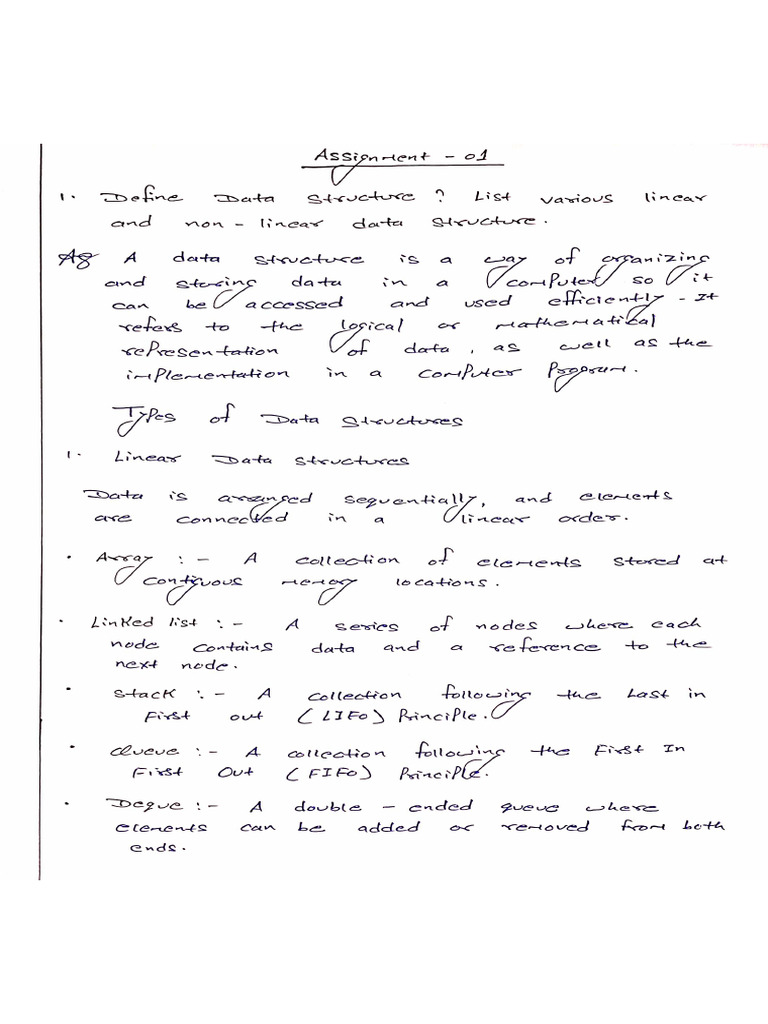 DSA Assignment 01 | PDF