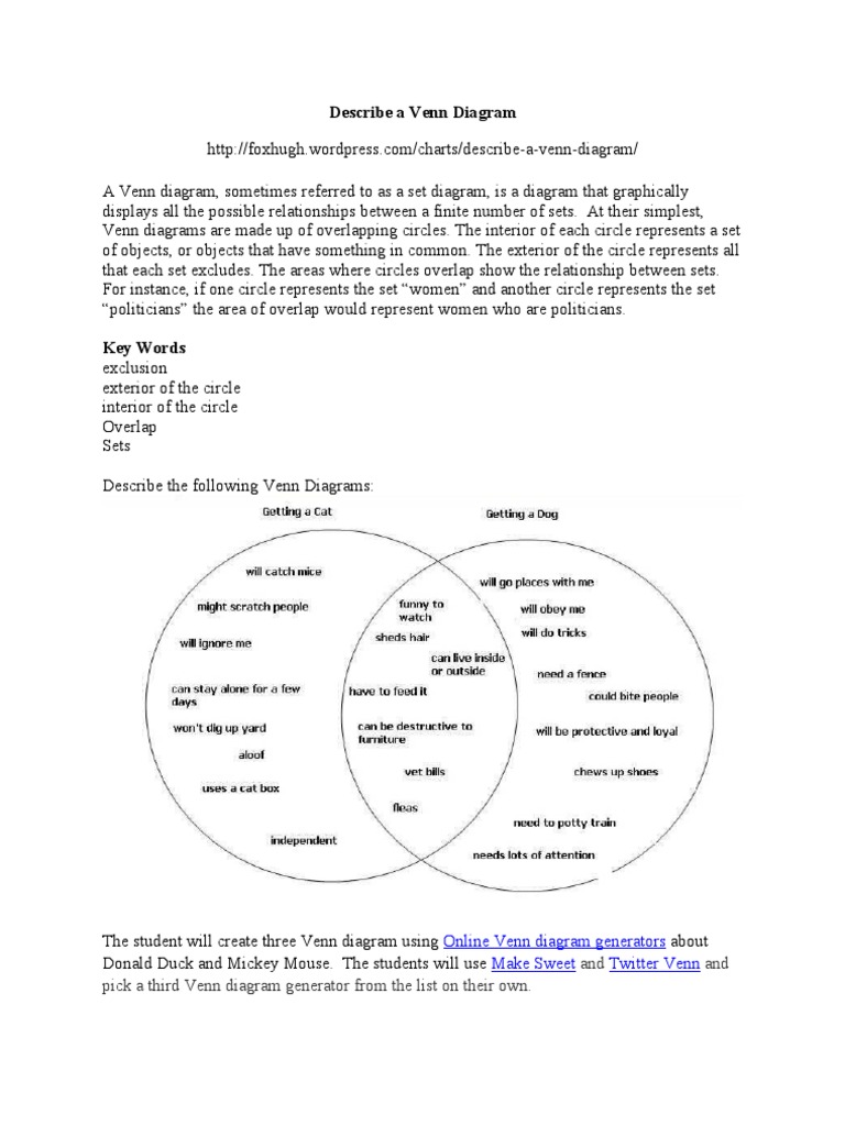 Describe A Venn Diagram | PDF