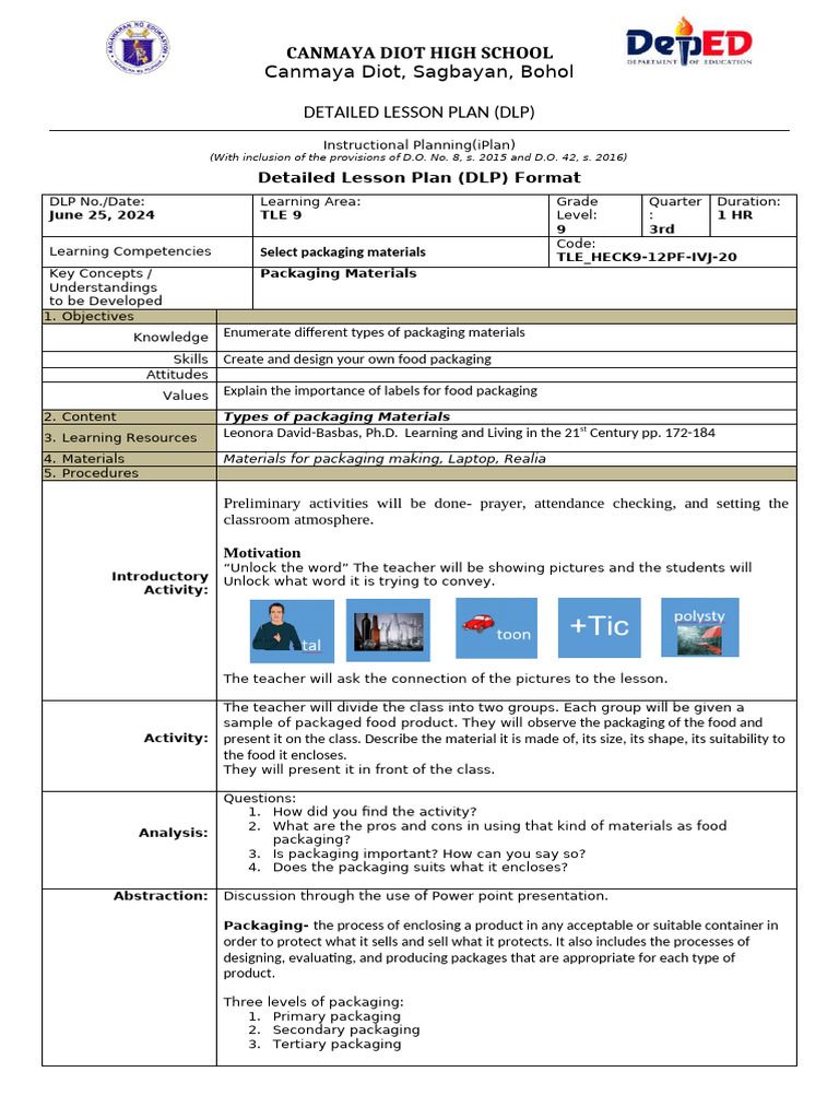 NEW Lesson Plan | PDF | Packaging And Labeling | Lesson Plan