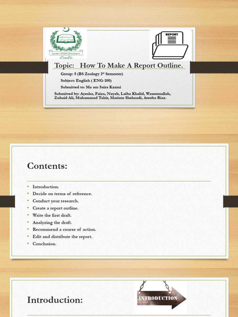 Report Outline Presentation | PDF | Proofreading | Data