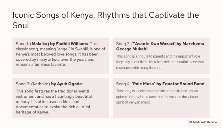Iconic-Songs-of-Kenya-Rhythms-that-Captivate-the-Soul (1) | PDF