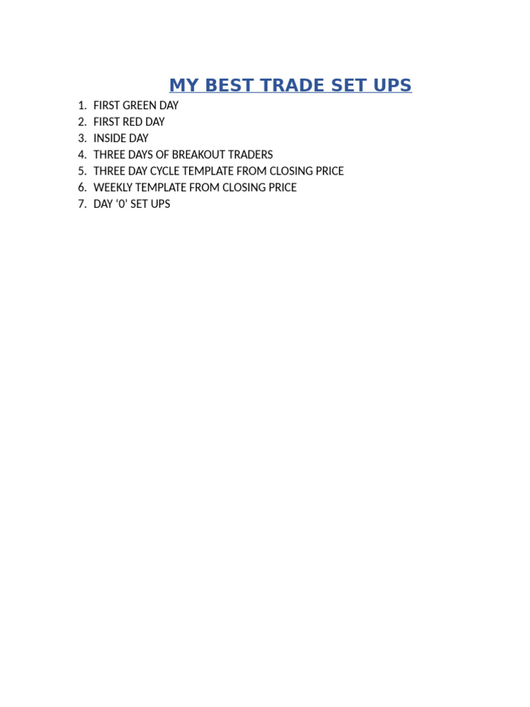 Best Trade Set Ups | PDF