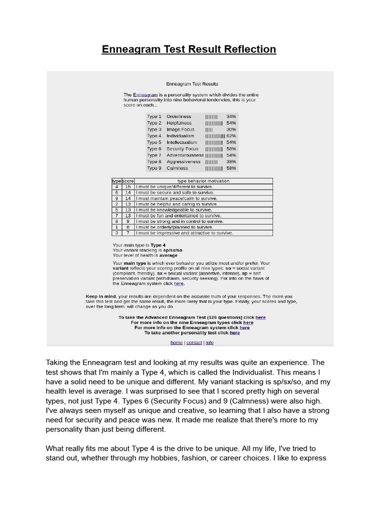 Enneagram Test Result Reflection_Nick-Lemy Kayiranga | PDF