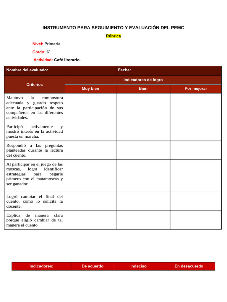 Instrumento para Seguimiento y Evaluación Del PEMC | PDF | Cognición ...