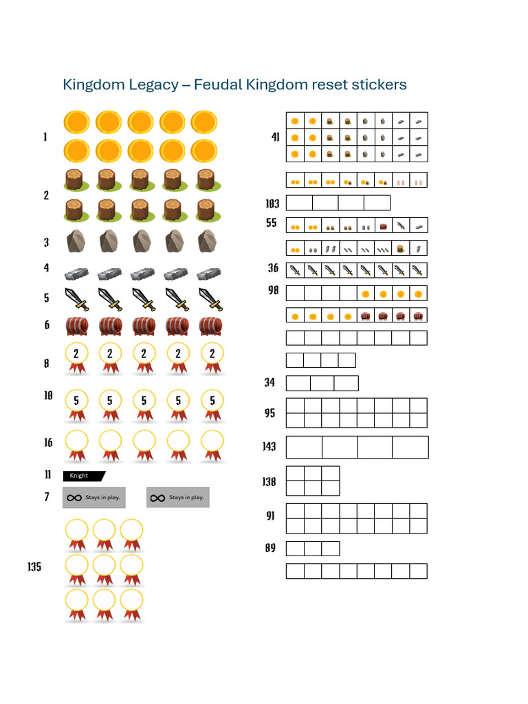 Kingdom Legacy - Feudal Kingdom Reset Stickers | PDF