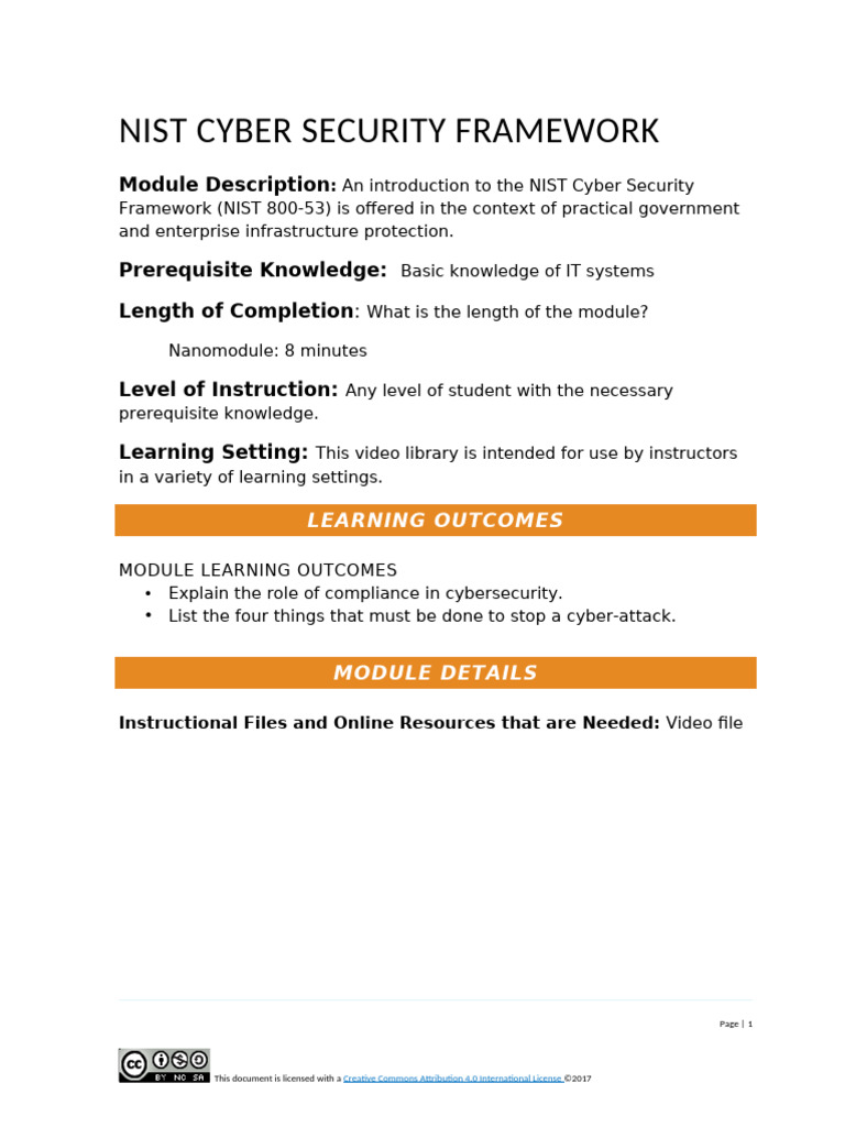 NIST Cybersecurity Basics | PDF
