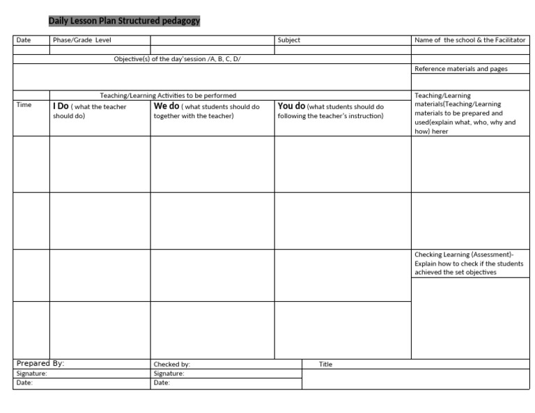 Daily Lesson Plan Structured Pedagogy | PDF