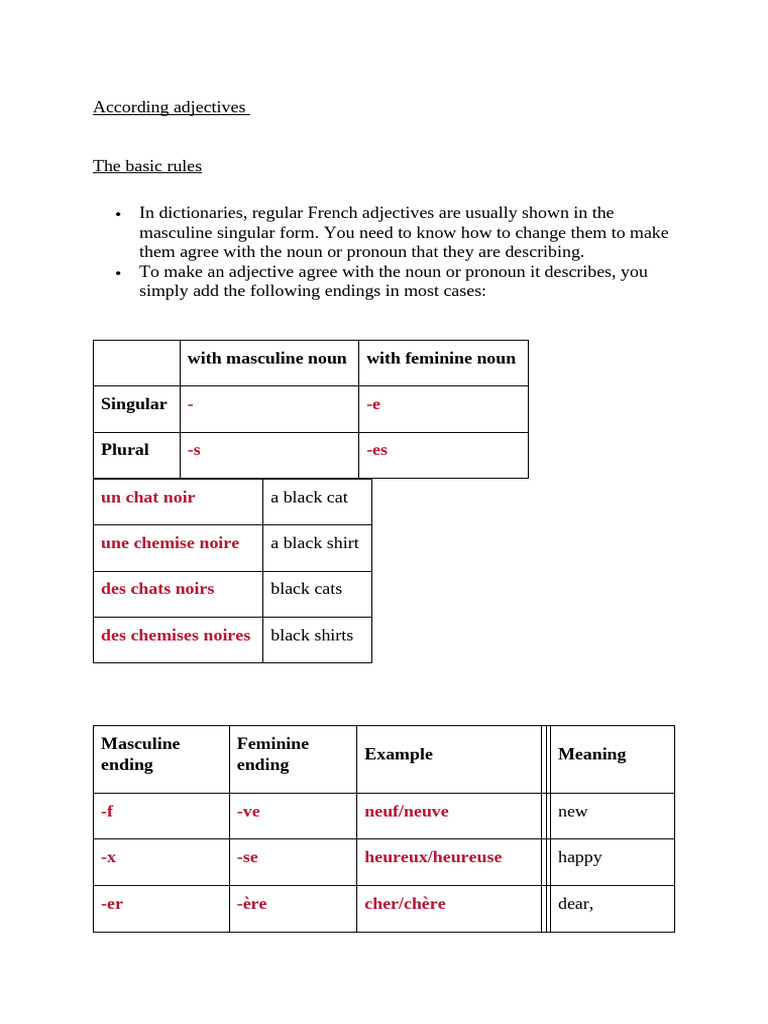 Adjectives Complete Lesson | PDF | Grammatical Gender | Grammatical Number