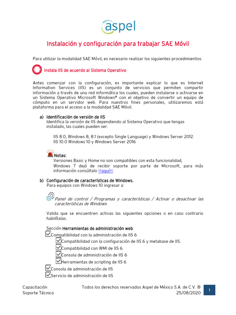 S017 - Instalacion y Configuracion de Aspel SAE Movil | PDF | Servicios de Información de ...