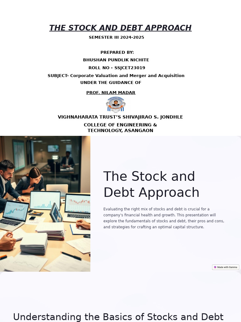 Stock and Debt Strategy for Valuation | PDF | Debt | Financial Risk