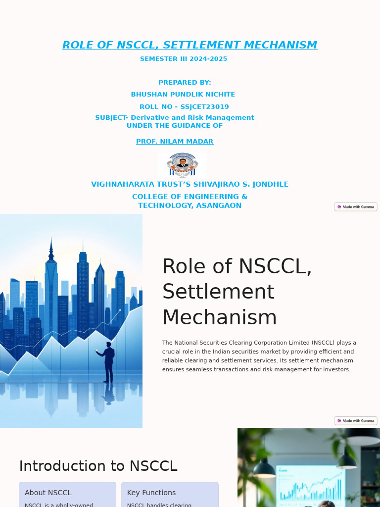 NSCCL's Role in Risk Management | PDF | Clearing (Finance) | Margin ...