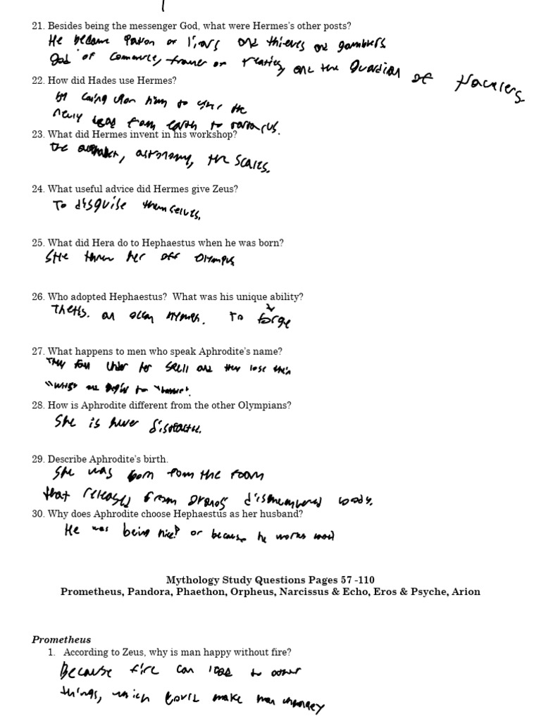 Mythology+Study+Guide+Packet (15) - 1 | PDF | Zeus | Prometheus