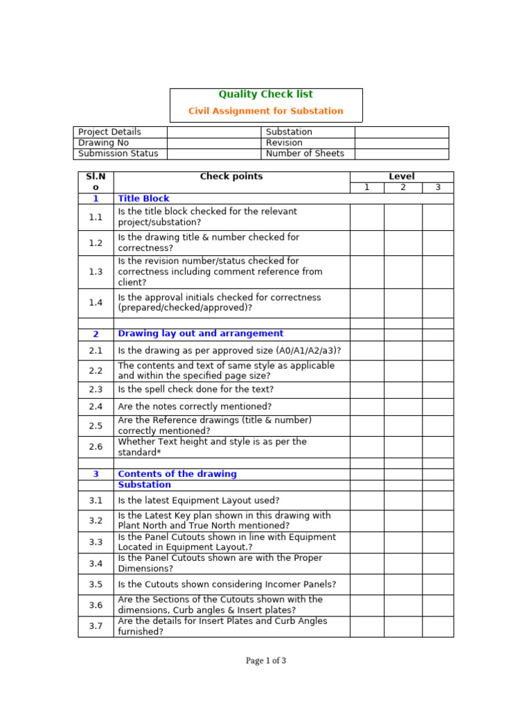 Quality Check List-Civil Assignment | PDF | Tunnel | Basement