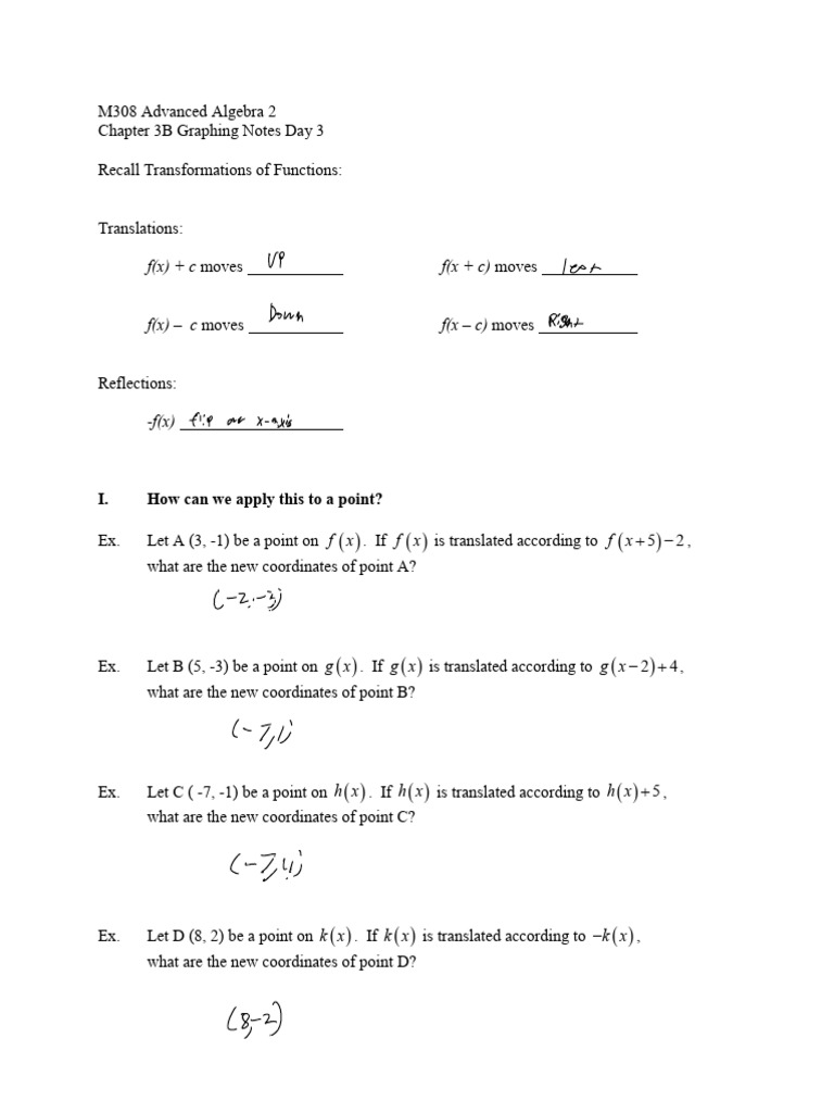 M308 Chapter 3B Graphing Notes Day 3 | PDF