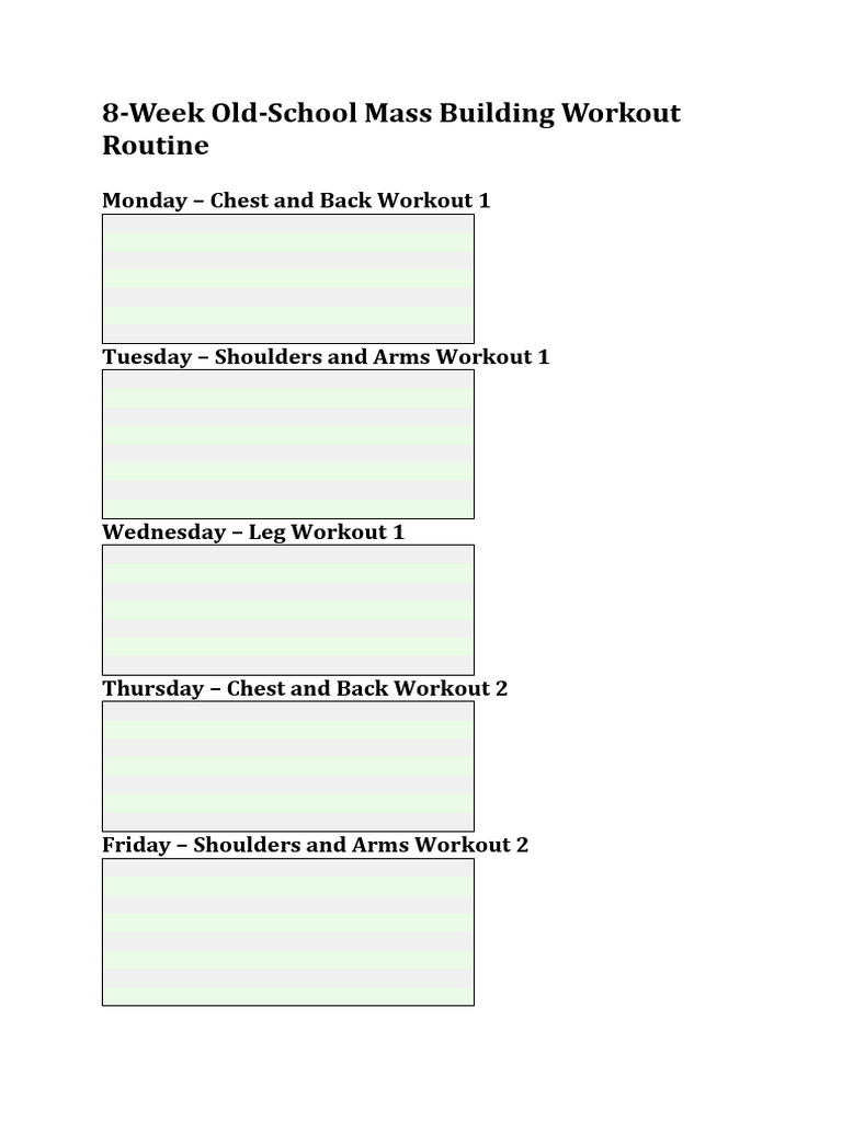 8-Week Old-School Mass Workout Plan | PDF