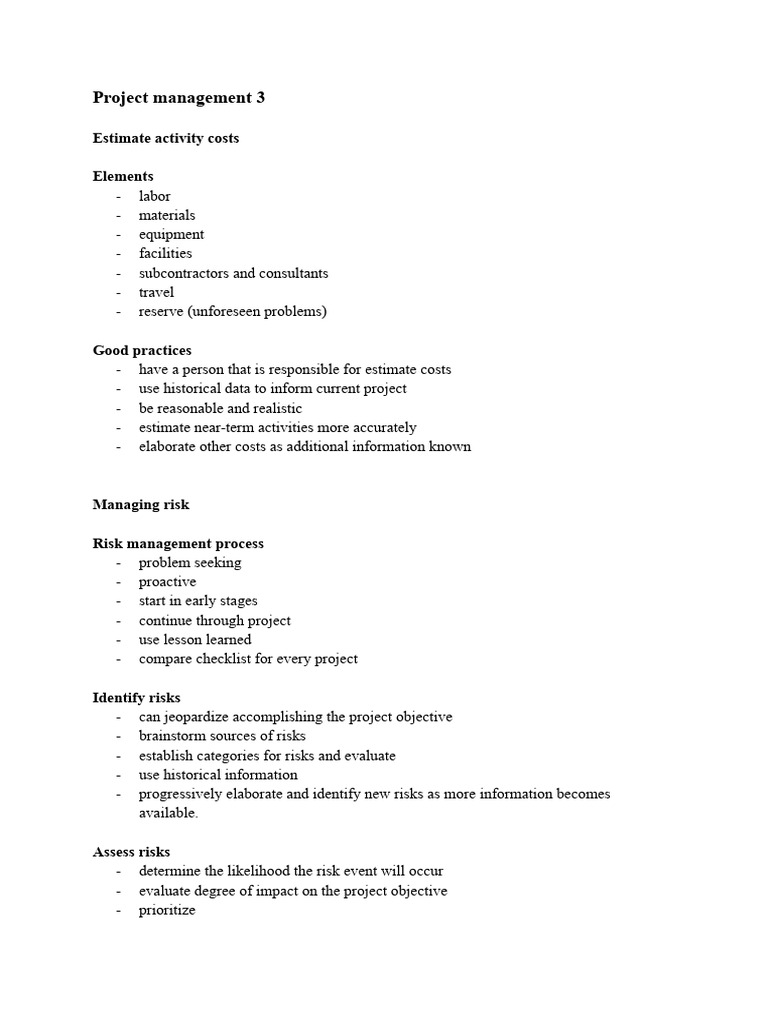 Project Cost Estimation and Risk Management | PDF
