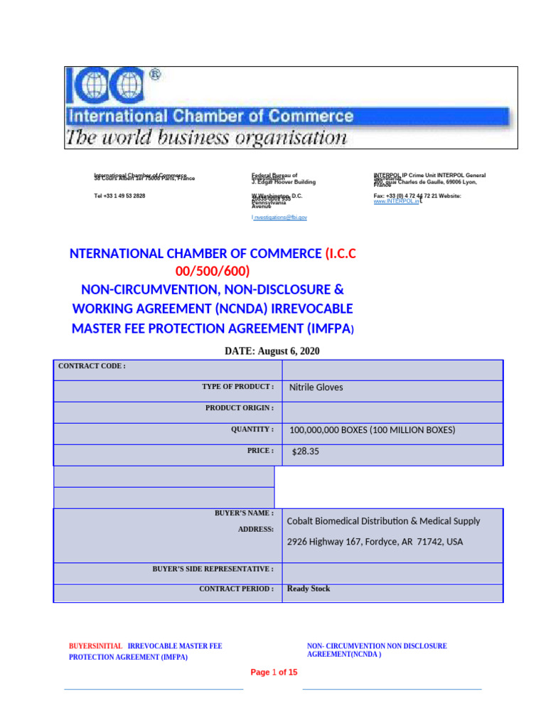 Imfpa 100M Cobalt Biomedical Usa | PDF | Wire Transfer | Arbitration