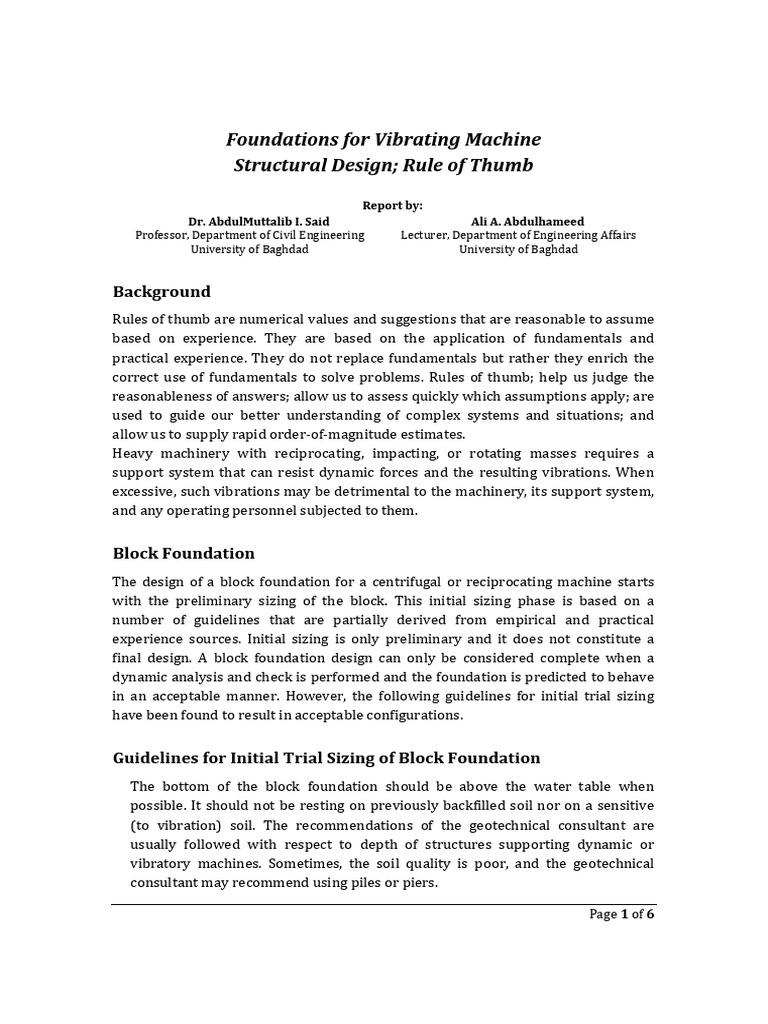 Vibrating Machine Foundation Design Guidelines | PDF | Deep Foundation ...