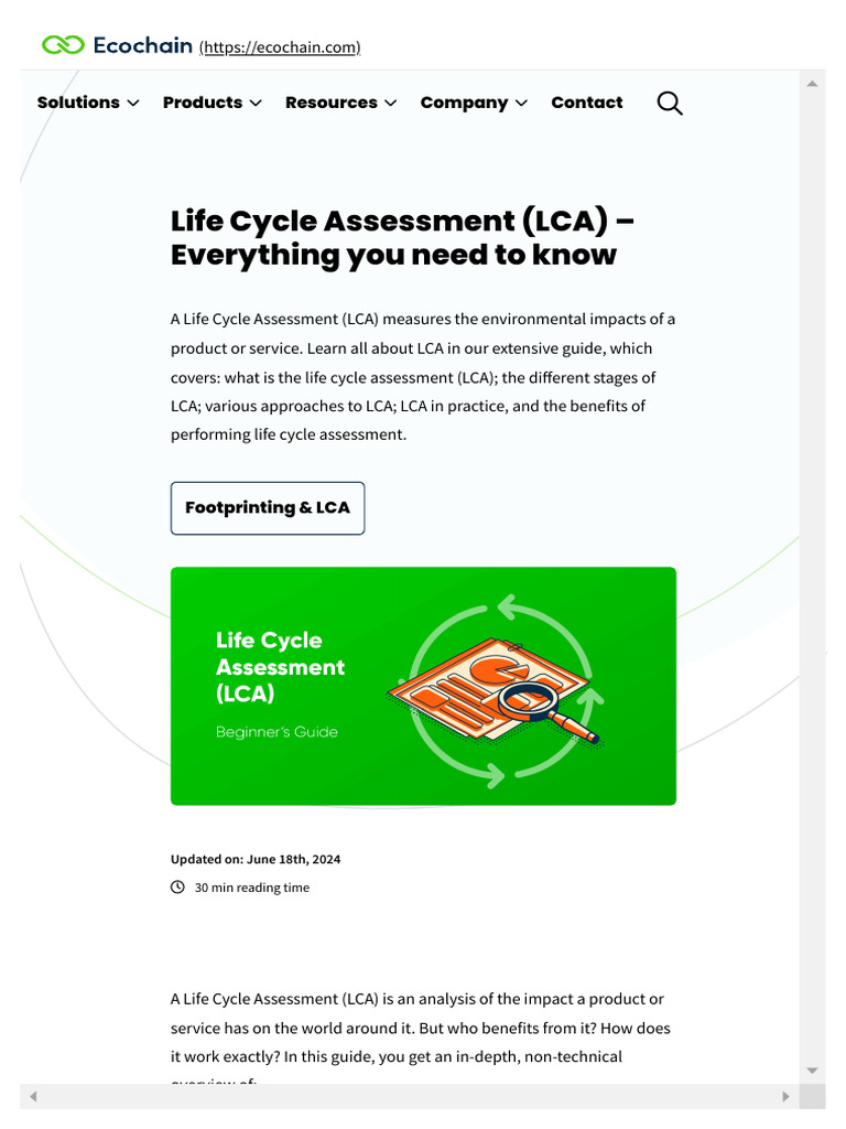 Understanding Life Cycle Assessment (LCA) | PDF | Life Cycle Assessment ...
