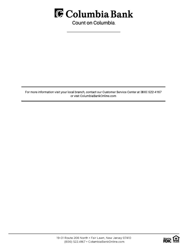 columbia trust 1st | PDF | Overdraft | Cheque