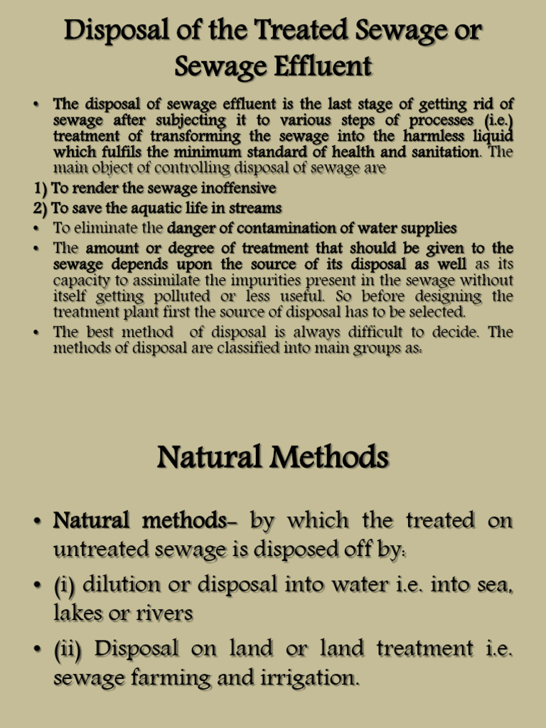 Disposal of Sewage Effluent | PDF | Sewage Treatment | Sewage