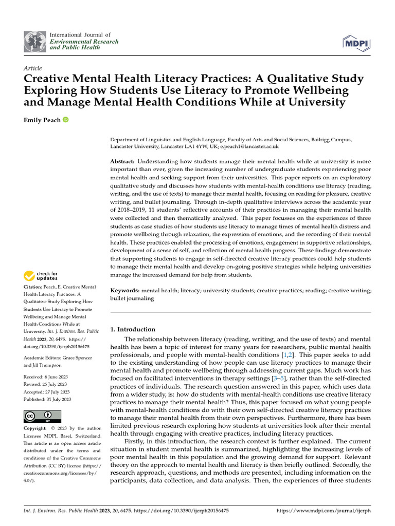 J - Creative Mental Health Literacy Practices | PDF | Mental Health ...