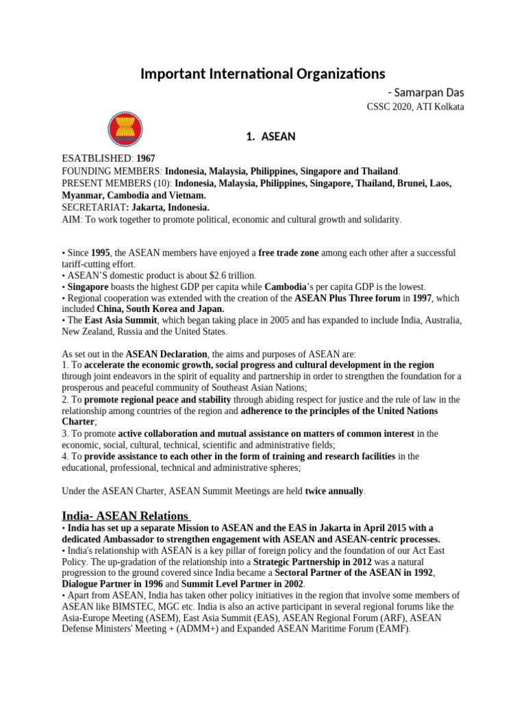 Important International Organizations-1 | PDF | United Nations Security ...