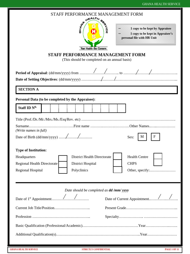 New GHS Staff Performance Management Form | PDF