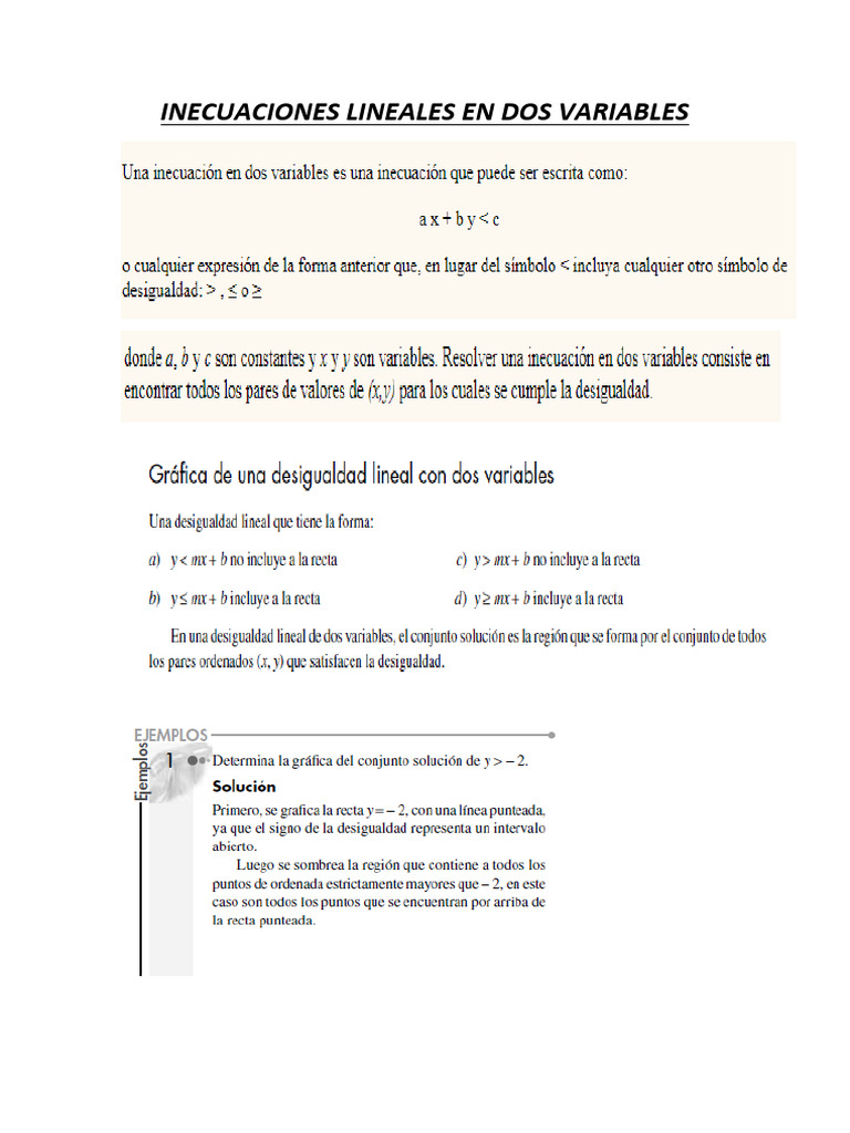 Inecuaciones Lineales en Dos Variables | PDF