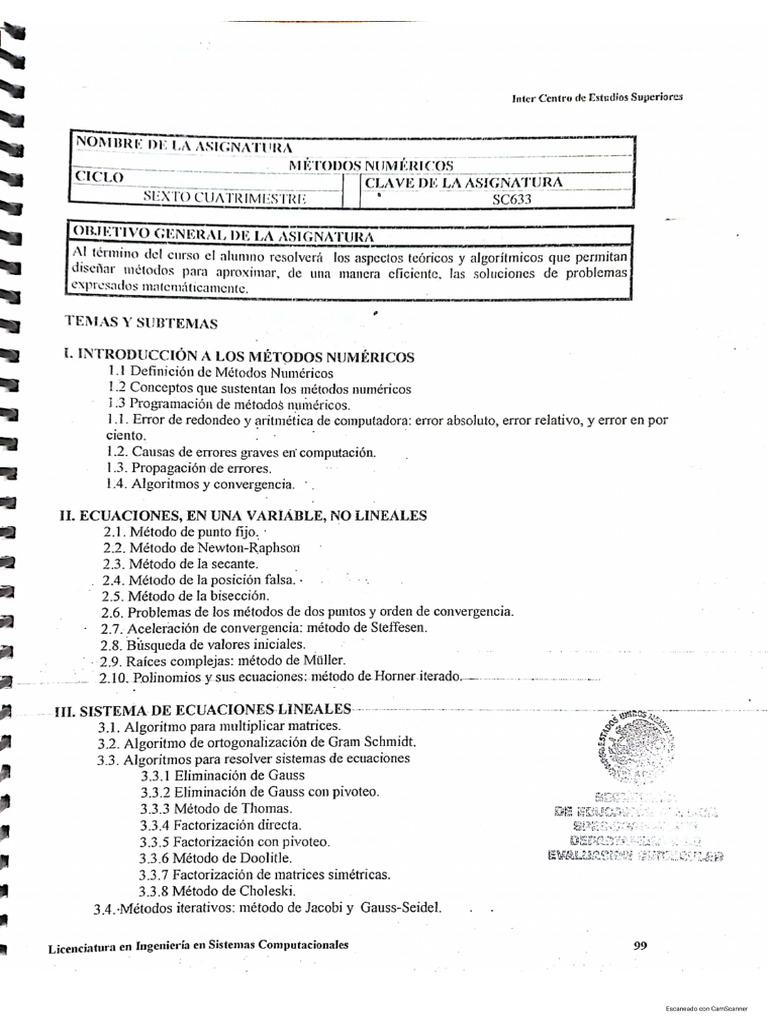 Métodos Numéricos SIS6 | PDF