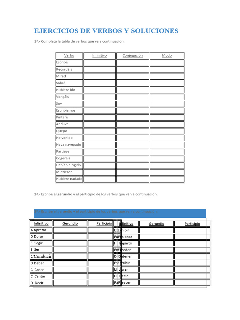 Actividades y Soluciones Verbos | PDF | Verbo | Morfología