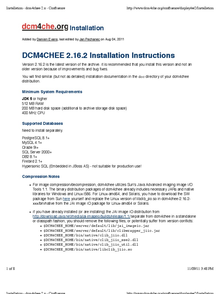 Installation - Dcm4chee-2.x - Confluence | PDF | Databases | Java (Programming Language)