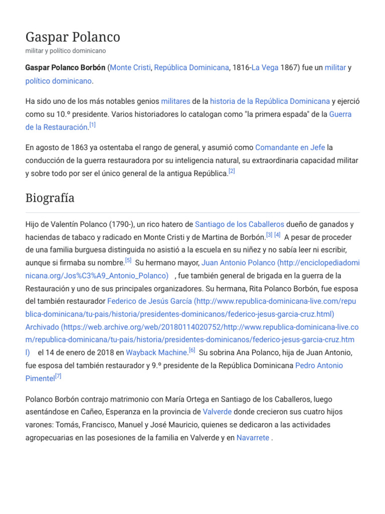 Gaspar Polanco - Wikipedia, La Enciclopedia Libre | PDF | Militar ...