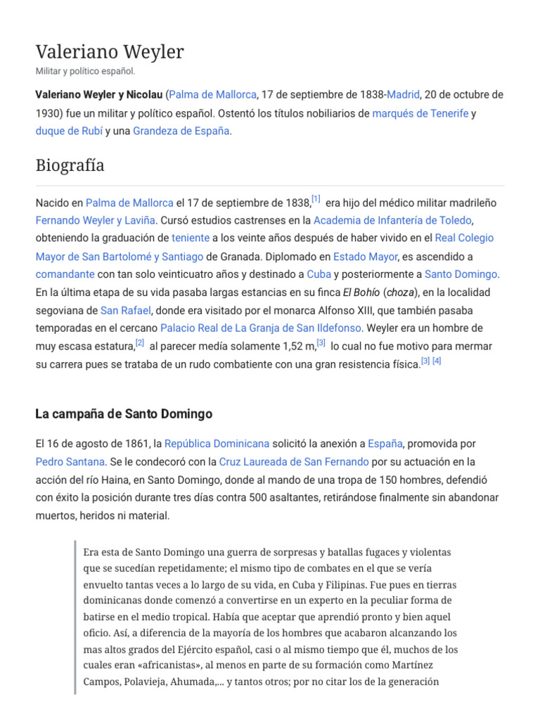 Valeriano Weyler - Wikipedia, la enciclopedia libre | PDF | España ...