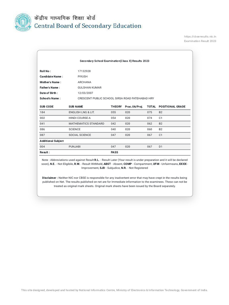CBSE 10th Result - CBSEResultArchive | PDF | Secondary Education ...