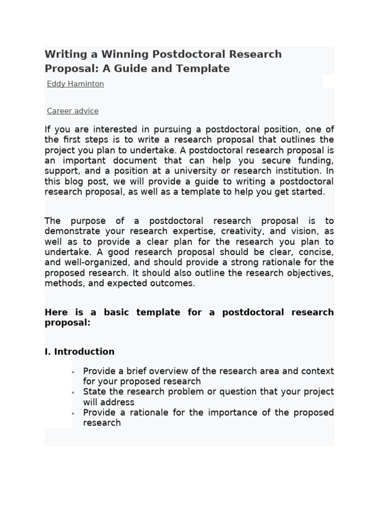 Writing A Winning Postdoctoral Research Proposal | PDF | Methodology ...