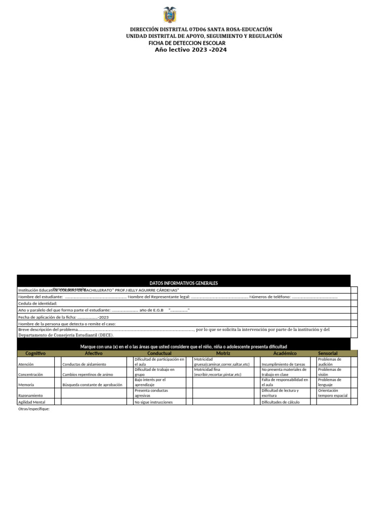 Formato para Derivación A Dece | PDF | Salón de clases | Neurociencia