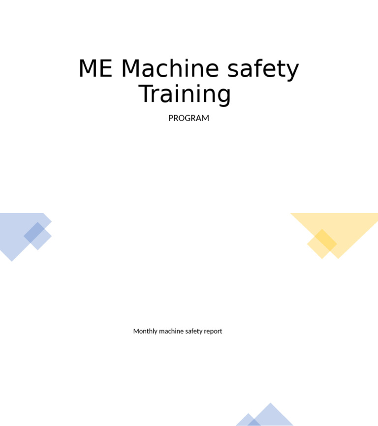 Monthly Machine Safety Training Report | PDF