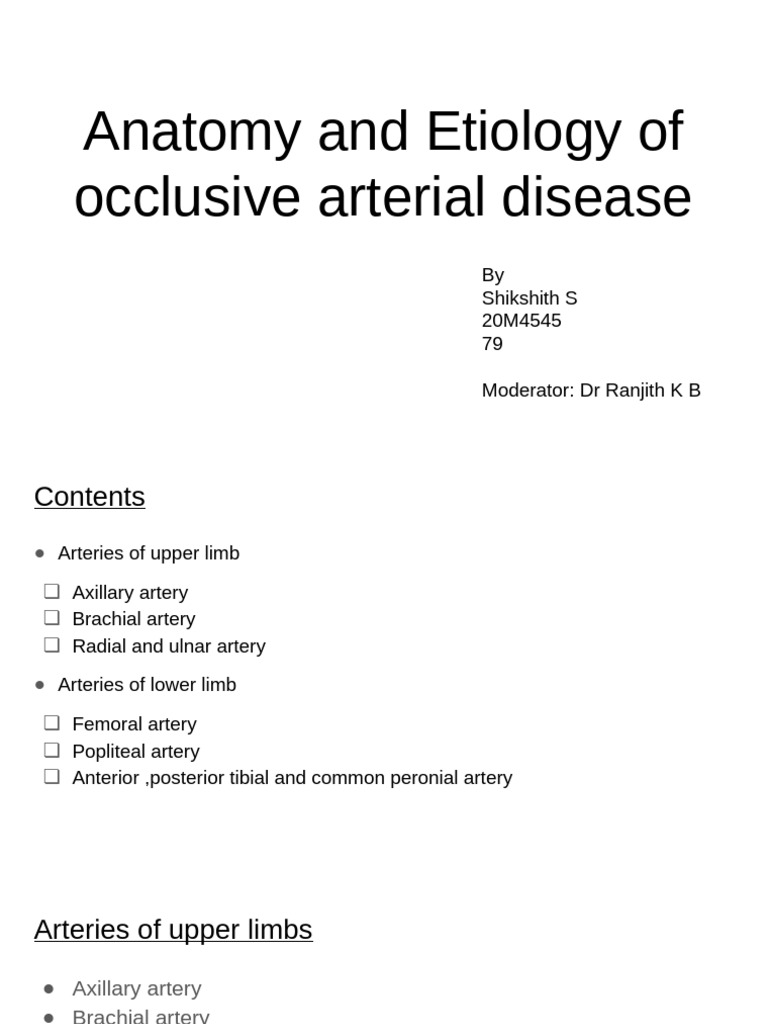 Occlusive Arterial Disease Overview | PDF | Human Leg | Atherosclerosis