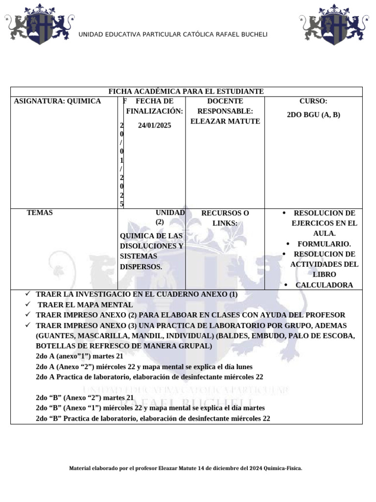 Fichas Soluciones 2do Bgu Del 20 Al 24 | PDF | Concentración | Ácido clorhídrico