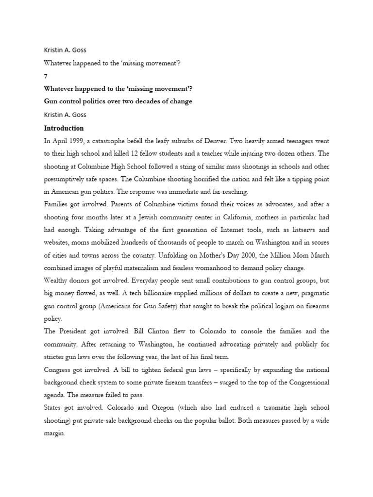 Whatever Happened To The Missing Movement'? Gun Control Politics Over ...