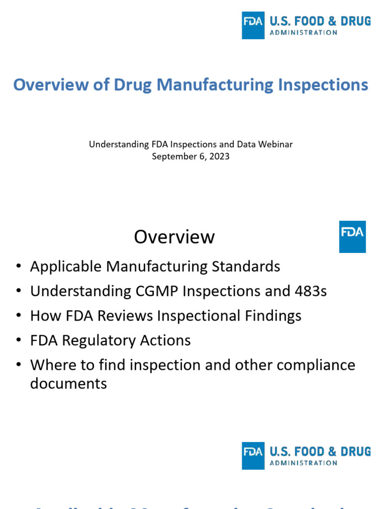 FDA Drug Manufacturing Inspections Guide | PDF | Food And Drug ...