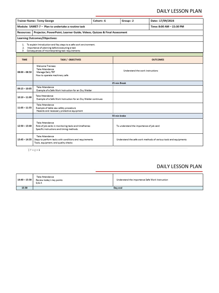 Daily Lesson Plan Intake-6-Gr-2-17 Sep-2024 | PDF | Lesson Plan | Learning